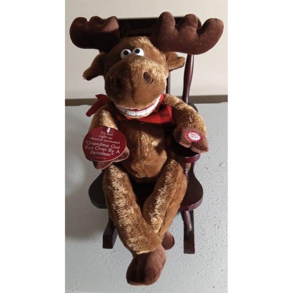 Holiday | Vintage Dan Dee Reindeer Wooden Rocking Chair Sings Rocks ...